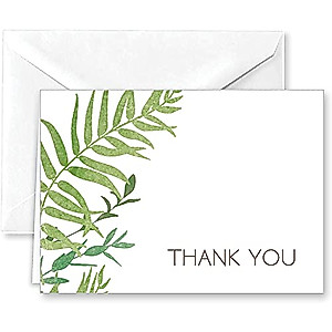 Paper Frenzy Elegant Ferns Thank You Note Cards and Envelopes - 25 pack