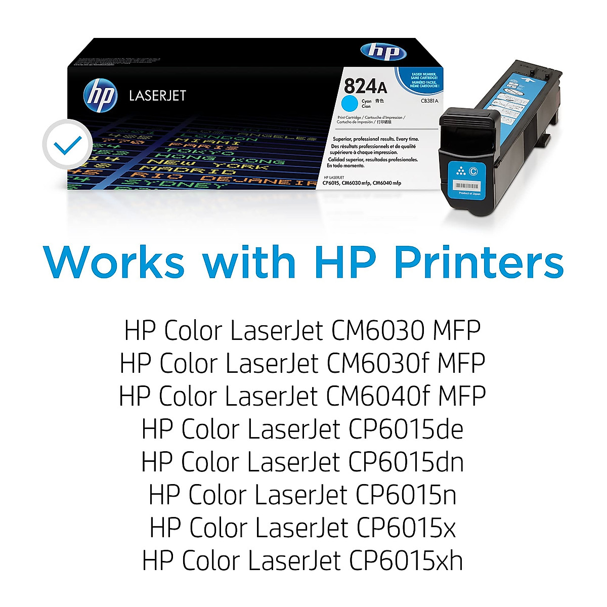 Original HP 824A Cyan Toner Cartridge | Works with HP Color LaserJet CM6030 MFP, CM6040 MFP, HP Color LaserJet CP6015 Series | CB381A