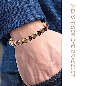 SAMOCO 1-12Pcs 8mm Stone Semi-Precious Gemstones Beaded Bracelets for Men Women Healing Crystal Stretch Beaded Bracelet Unisex