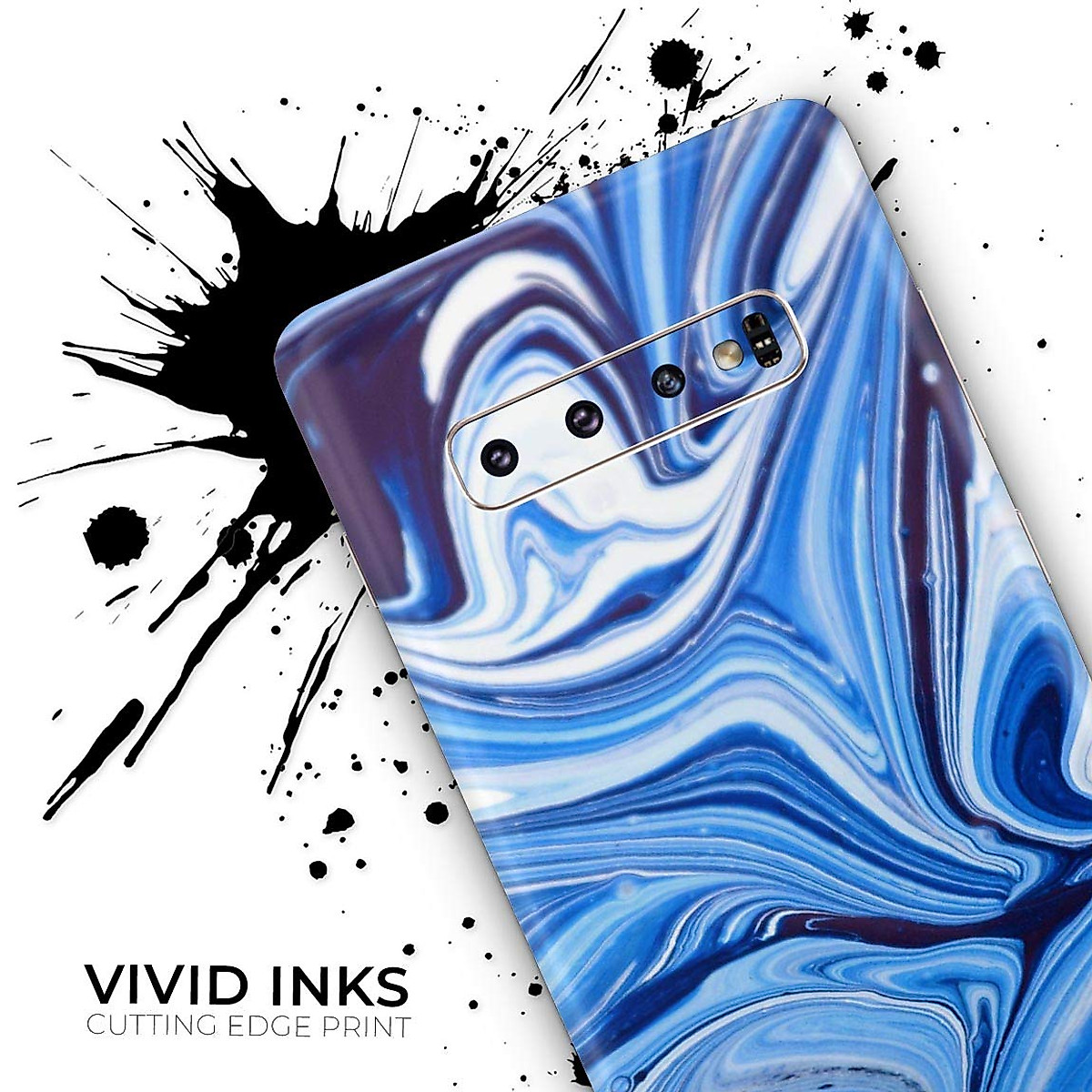 DesignSkinz Blue and White Blended Paint Protective Vinyl Decal Wrap Skin Cover Compatible with The Samsung Galaxy S20 (Screen Trim & Back Glass Skin)