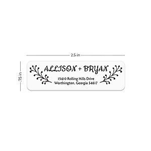 Modern Black and White Rolled Address Labels / 250 Personalized Return Address Labels/Designer Address Stickers in Elegant Plastic Dispenser
