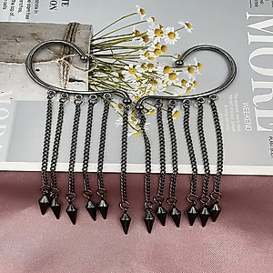 Black Ear Cuff Earrings for Women Non Piercing,Ear Wrap Earrings Long Tassel Ear Cuffs Chain Droping Earrings Jewelry(C:Bullet B)