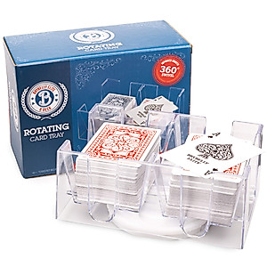 Brybelly Elite Rotating Card Deck Tray | Standard Sized Playing Cards | Rotates in Any Direction | Clear | 9 Deck Tray
