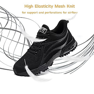 ZOOMCO Womens Air Running Shoes Non Slip Womens Tennis Shoes Womens Walking Shoes Mesh Air Cushion Sneakers for Gym Workout Sports Black