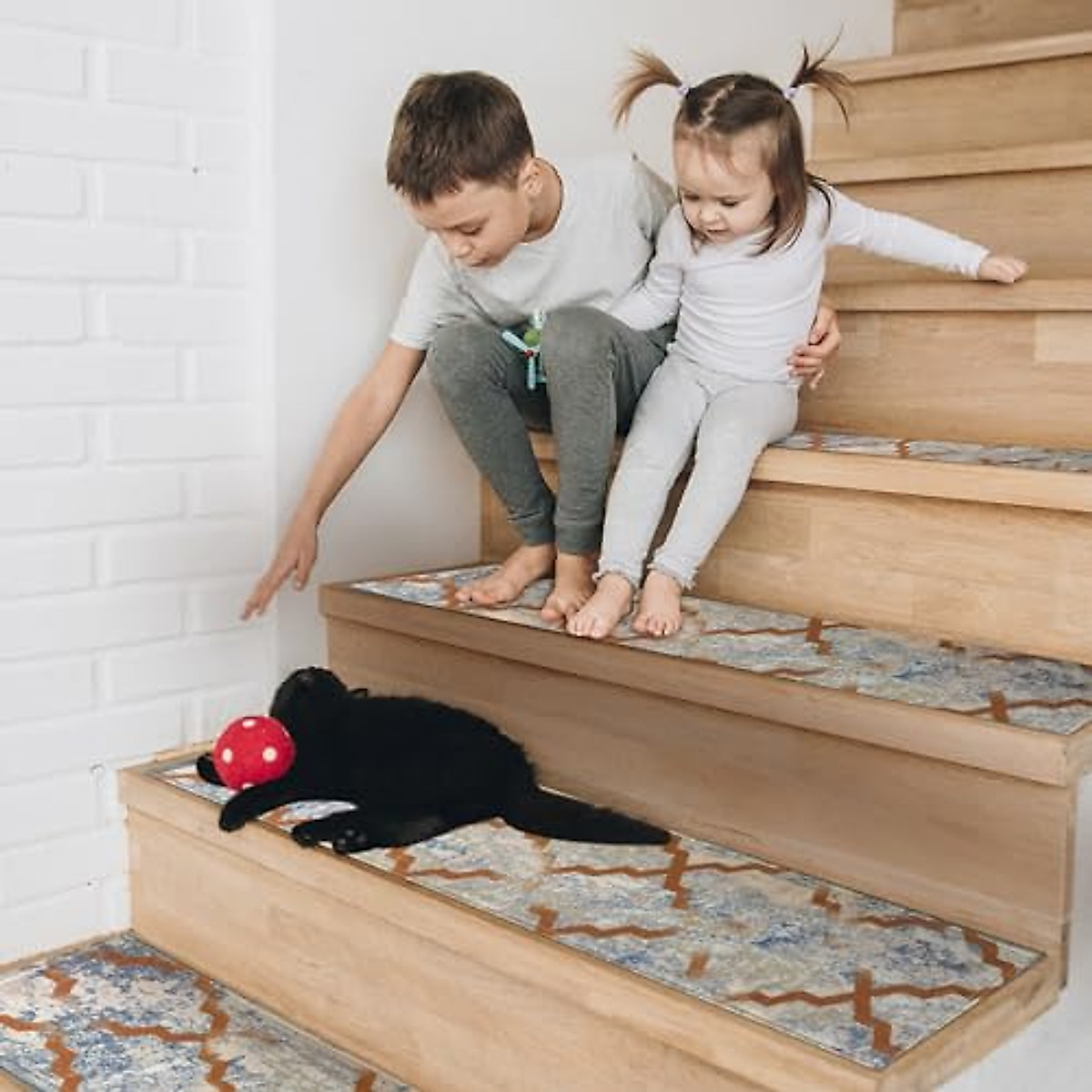 Stair Treads Non Slip Stair Carpet Treads, Carpet Stair Treads for Wooden Steps Indoor 15 pcs 8 * 30 inch,Removable Quick-Dry Machine Washable,Stair Rugs for Kids and Dogs,Golden Diamond