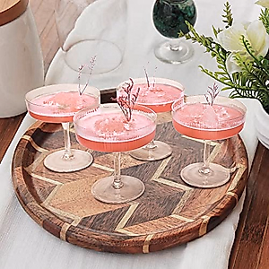 Montex 6 Pcs Ribbed Coupe Glasses, 7.5 oz Classic Vintage Cocktail Galssware, Pefect for Cocktail, Champagne and Gift
