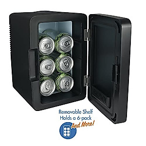 LED Lighted Mini Fridge with Glass Door, Black