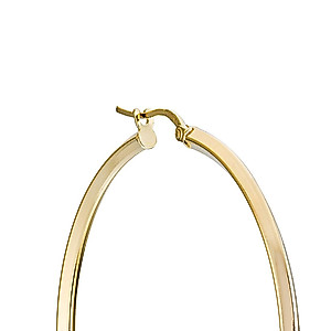 Miabella 18K Gold Over 925 Sterling Silver 2.5mm High Polished Knife Edge Hoop Earrings for Women Made in Italy (50mm (2 Inch))