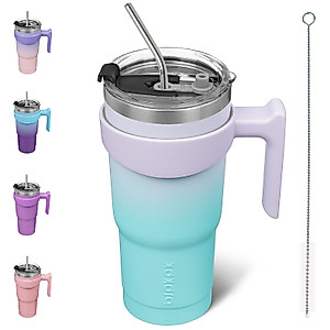 BJPKPK 20 oz Tumbler With Handle And Straw Stainless Steel Insulated Tumbler Cups For Water Or Ice Coffee,Oasis