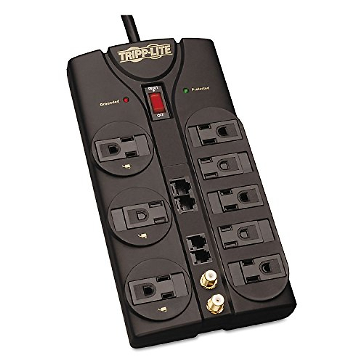 Tripp Lite Tlp810net Surge Suppressor 8 Outlets 10 Ft Cord 3240 Joules Black Trptlp810net