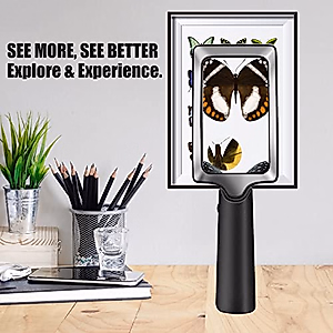 Magnifying Glass with Light, 4X 10X Black Magnifier with 20 Anti-Glare and Dimmable LED Lights Provides Evenly-Lit Viewing Area for Low Vision Seniors