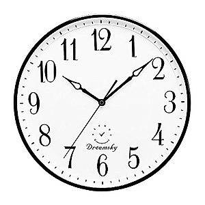 DreamSky 13.5 Inches Extra Large Wall Clock for Living Room Decor - Non-Ticking Big Silent Wall Clocks Battery Operated for Kitchen Bedroom Office Classroom Easy to Read