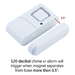 GE Personal Security Window and Door Alarm, 4 Pack, DIY Protection, Burglar Alert, Wireless Chime/Alarm, Easy Installation, Home Security, Ideal for Home, Garage, Apartment and More,White, 45174