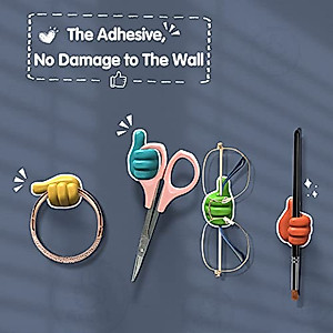 Silicone Thumb Wall Hook, 16Pcs Creative Silicone Thumbs Up Wall Hook Multi-Function Self-Adhesive Wall Decoration Hook for Cable Clip Key hat Makeup Brush, Home Office Wall Storage