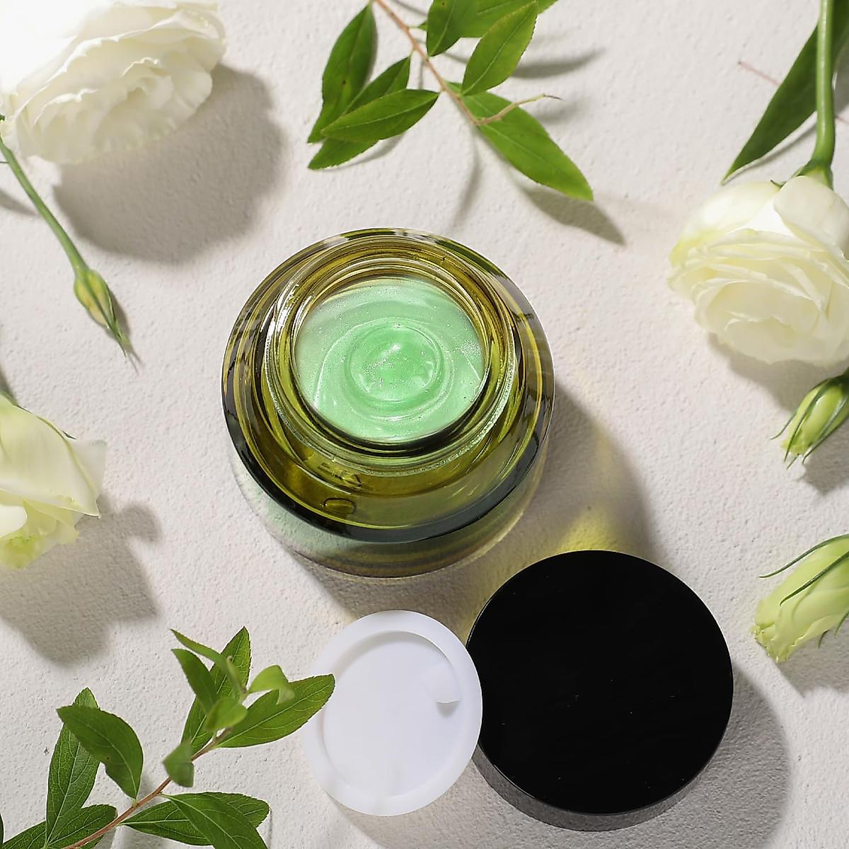 Glass Cosmetic Jars with Lids, 3 Pack Small Glass Jars, 30 ml Empty Makeup Containers for Sample, Cream, Lotion (1 oz, Green)