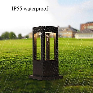 XAJGW Outdoor Post Light Fixture, LED Column Head Lamp IP55 Waterproof Outdoor Column Lamp Modern Minimalist Post Lamp Lawn Garden Landscape Lamp Garden Villa Outdoor Chinese Floor Lamp Pillar Lantern