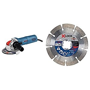 Bosch GWX10-45E 4-1/2 In. X-LOCK Ergonomic Angle Grinder with Bosch DBX4541P 4-1/2 In. X-LOCK Premium Segmented Diamond Blade