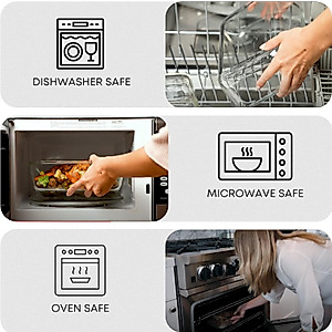 Razab 2700 ml / 92 Oz Large Glass Food Storage Containers with Vented Lids, BPA Free, Snap Locking Airtight & Leakproof Lids - Ideal for Baking, Casserole & Roasting - Freezer, Microwave & Oven Safe