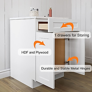 ROOMTEC Kitchen Base Cabinets, Sideboard Storage Cabinet, Entryway Cabinet with Soft Closing Doors 27" W X 24" D X 34-1/2"H