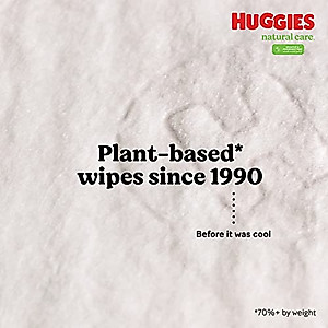 Sensitive Baby Wipes, Huggies Natural Care Baby Diaper Wipes, Unscented, Hypoallergenic, 99% Purified Water, 3 Refill Packs (624 Wipes Total) Packaging May Vary, 208 Count (Pack of 3)