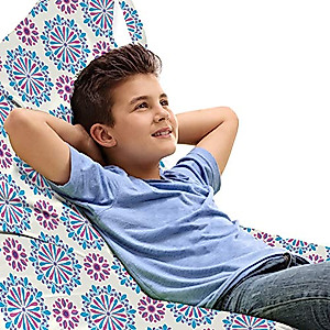 Ambesonne Oriental Lounger Chair Bag, Theme Ethnic Ornaments Along Colorful Mandalas Images on Plain Background, High Capacity Storage with Handle Container, Lounger Size, Blue Fuchsia