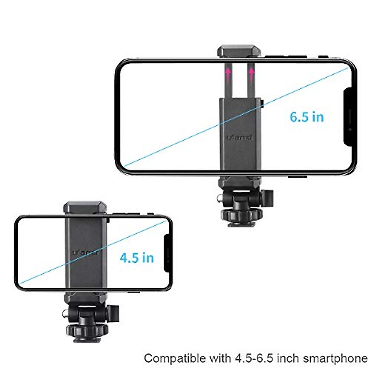 ULANZI Universal Phone Tripod Mount with Cold Shoe Mount, Rotates and Adjustable Clamp Holder Smartphone Clip Adapter for iPhone 11 Pro Max X XR Xs Max 8 7 Plus Samsung Galaxy s10 s9 Note10 Google