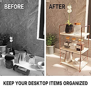 Desktop Cosmetics Storage Rack Rose Gold 2/3 Layers Bathroom Makeup Organizer Assembled Kitchen Seasoning Iron Storage Shelves (3-Layers)