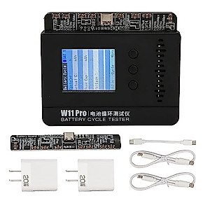 Small Battery Tester, Low Power Plug and Play Supports Dual Operation Mode Battery Cycle Tester 1.8 Inch TFT Screen Professional for Phone Batteries (US Plug)
