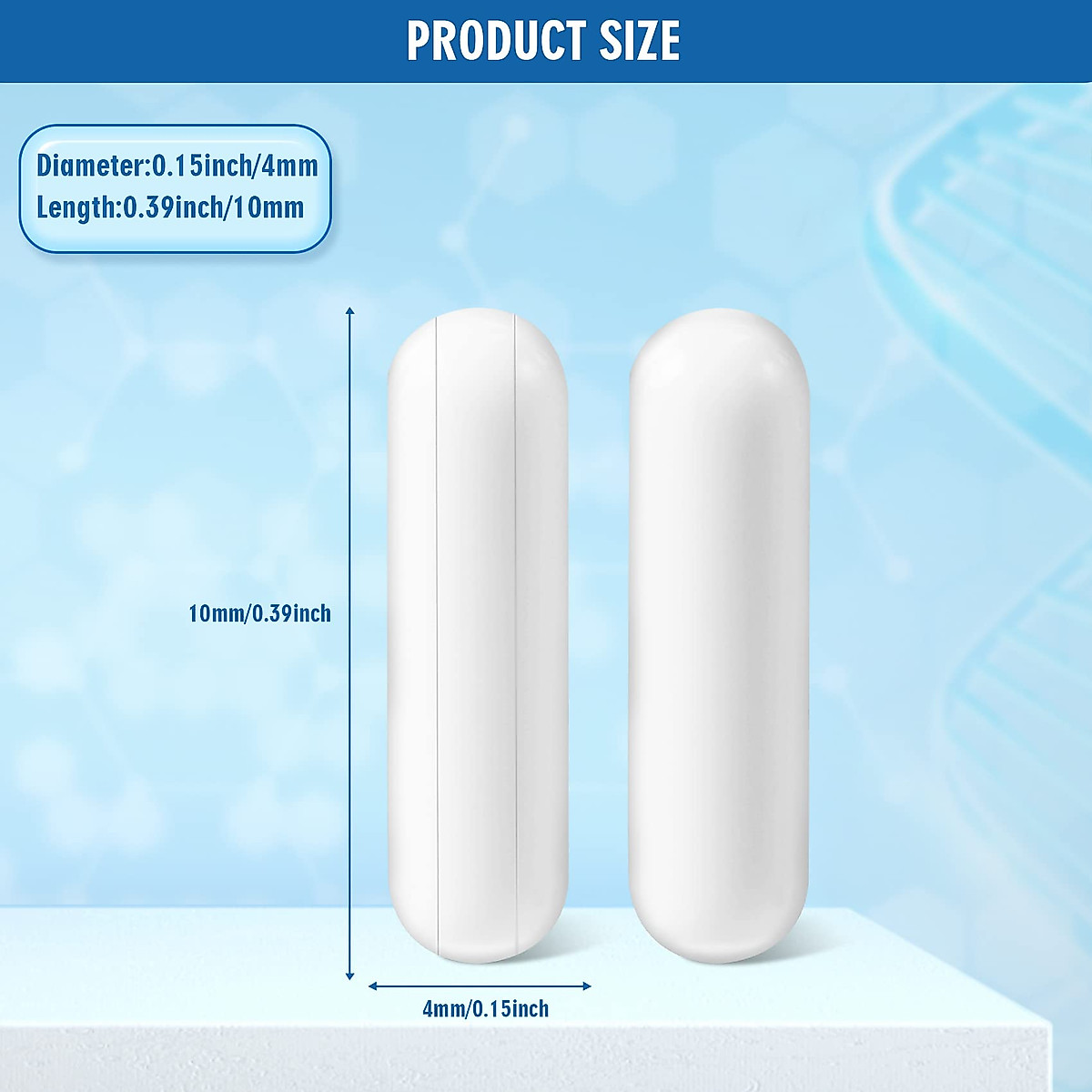 4 Pcs Magnetic Stirrer Mixer Stir Bar Spinner Bars 10mm(0.4inch), Annhua Stir Plate Magnet Bar Stirring Bar for Laboratory, Household, Office - White