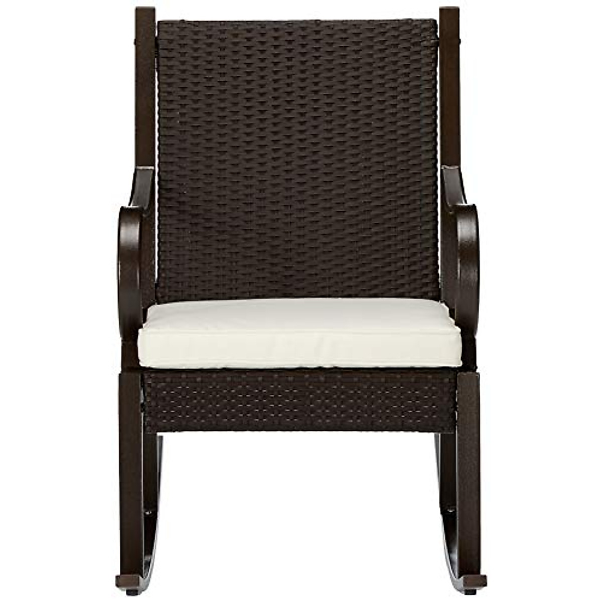 Christopher Knight Home Muriel Outdoor Wicker Rocking Chair, Dark Brown/Cream Cushion