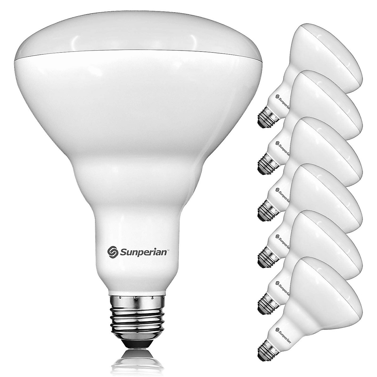 SUNPERIAN 6 Pack BR40 LED Light Bulbs, 13W=85W, 3500K Natural White, 1400 Lumens, Dimmable Flood Light Bulbs for Recessed Cans, Enclosed Fixture Rated, Damp Rated, UL Listed, E26 Standard Base