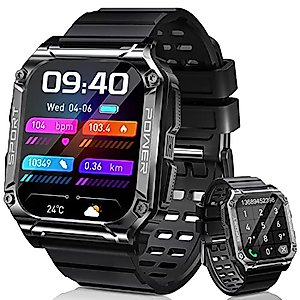 Military Smart Watch, 1.95''HD Waterproof Smart Watches for Men with Bluetooth Call (Answer/Dial Calls), 133 Sports Modes Rugged Outdoor Tactical Fitness Tracker Smart Watch for Android iPhone