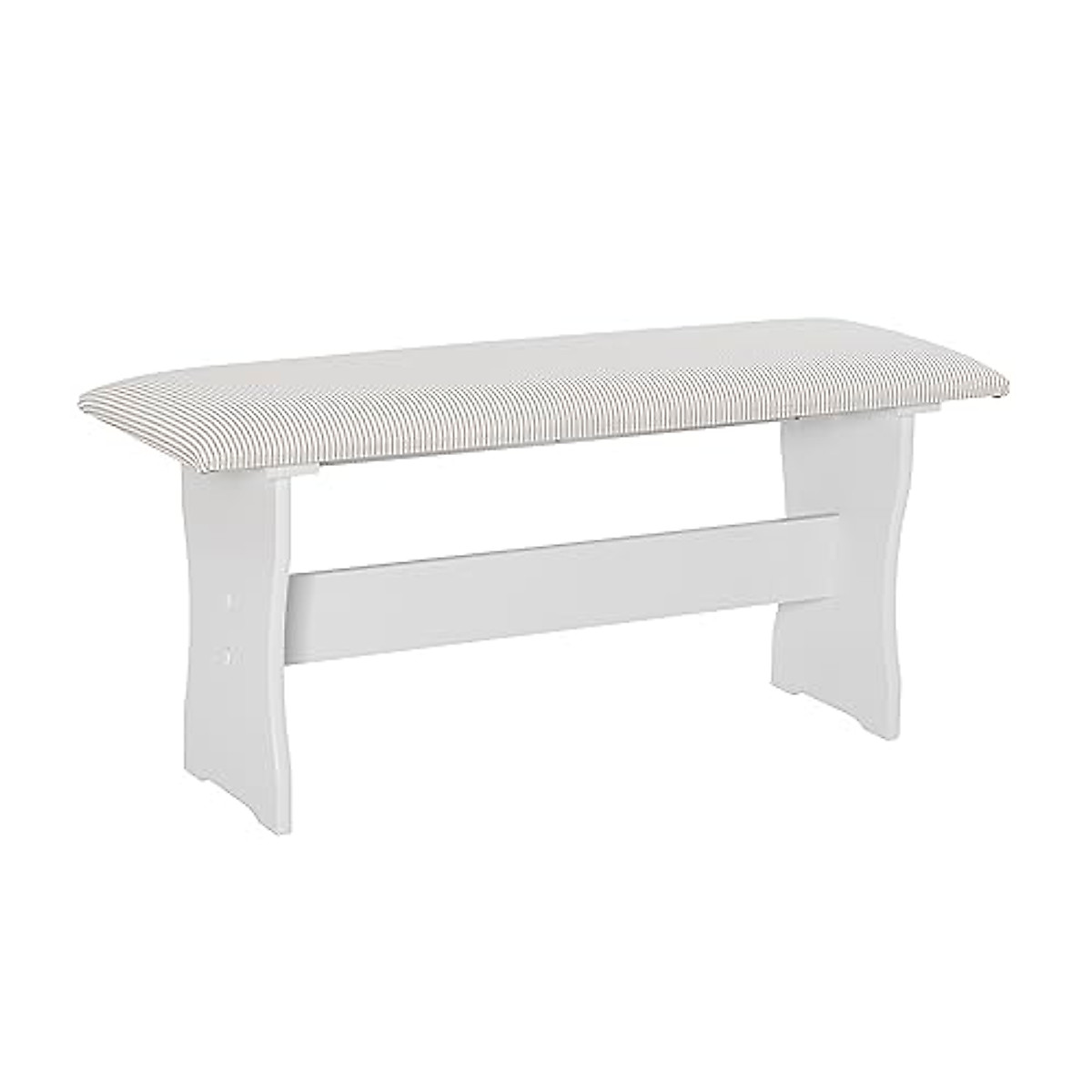 Linon Kiera Corner Upholstered Seats and Hidden Storage, Kitchen Dining Nook Set, White & Beige Striped