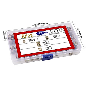 Rrina 70Pcs Metric M6 M8 Barrel Cross Dowel Slotted Nuts for Furniture Beds Chairs 4 Sizes