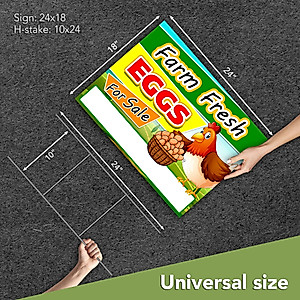 Fresh Eggs for Sale Sign - 18 x 24 Double Sided Coroplast Large Eggs for Sale Sign - Farm Fresh/We Sell Eggs Sign Outdoor Yard