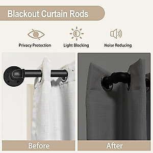 1 Inch Industrial Curtain Rod, Curtain Rods for Windows 66 to 120, Pipe Wrap Around Curtain Rod, Indoor/Outdoor Curtain Rod, Room Divider Curtain Rod, Blackout Curtain Rod 72-144 Inch: Black