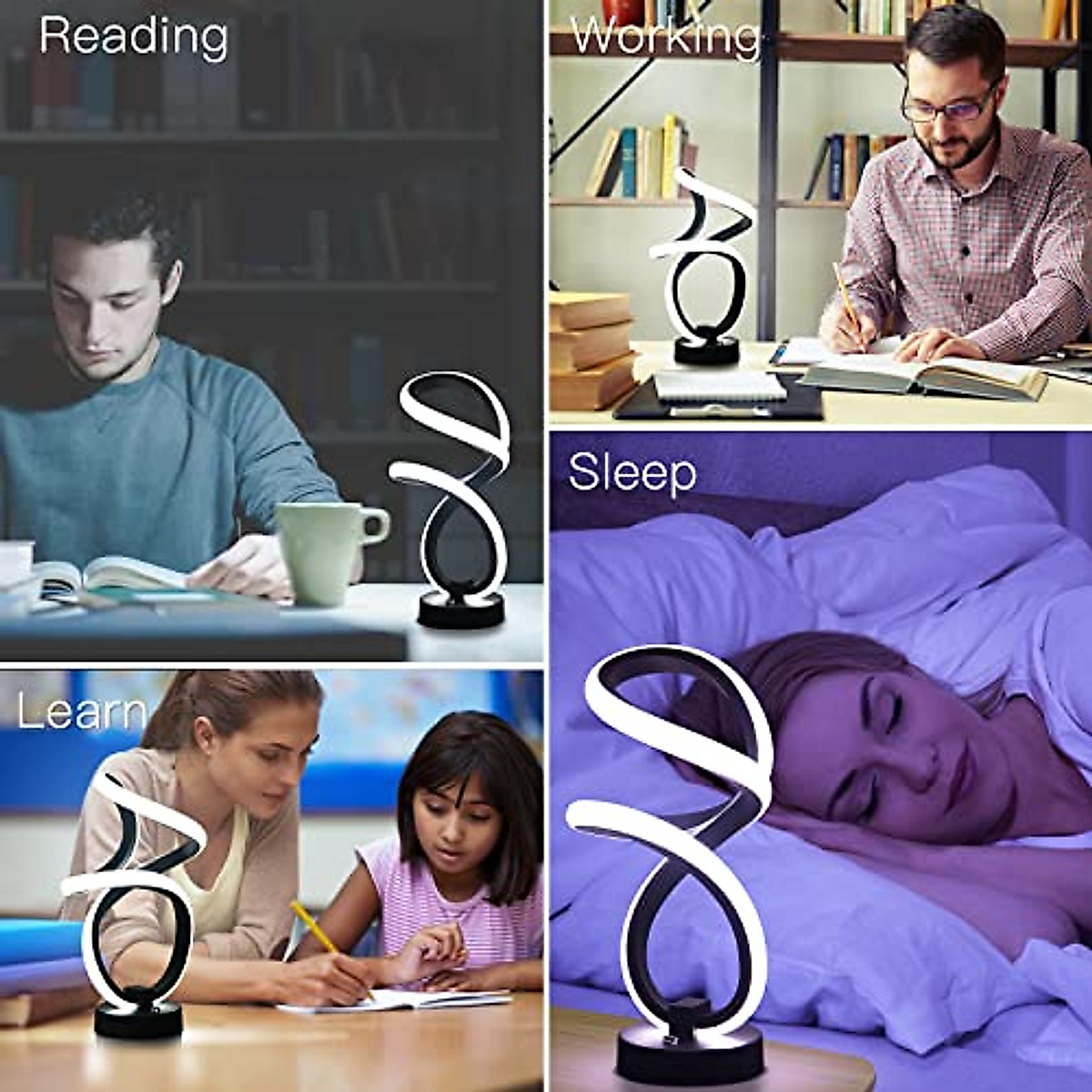 AVANLO Modern Table Lamp, RGB Touch Spiral Bedside Lamp, Unique Dimmable LED Table Lamp for Bedroom, Cool Desk Nightstand Lamps for Living Room Office Home Decor Ideal Gifts (Art Deco)