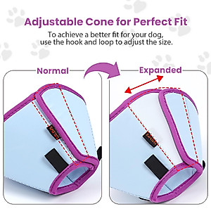BARKLESS Dog Cone, Soft Cone for Puppies and Cats After Surgery to Stop Licking, Adjustable Elizabethan Collar, Neuter Cone of Shame Alternatives, Lightweight Dog Recovery Collar (Light Blue, S)