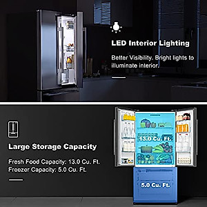 Galanz GLR18FS5S16 French Door Refrigerator with Installed Ice Maker and Bottom Freezer Adjustable Electrical Thermostat Control, Frost Free, Energy Star Certified, Stainless Steel, 18 Cu Ft