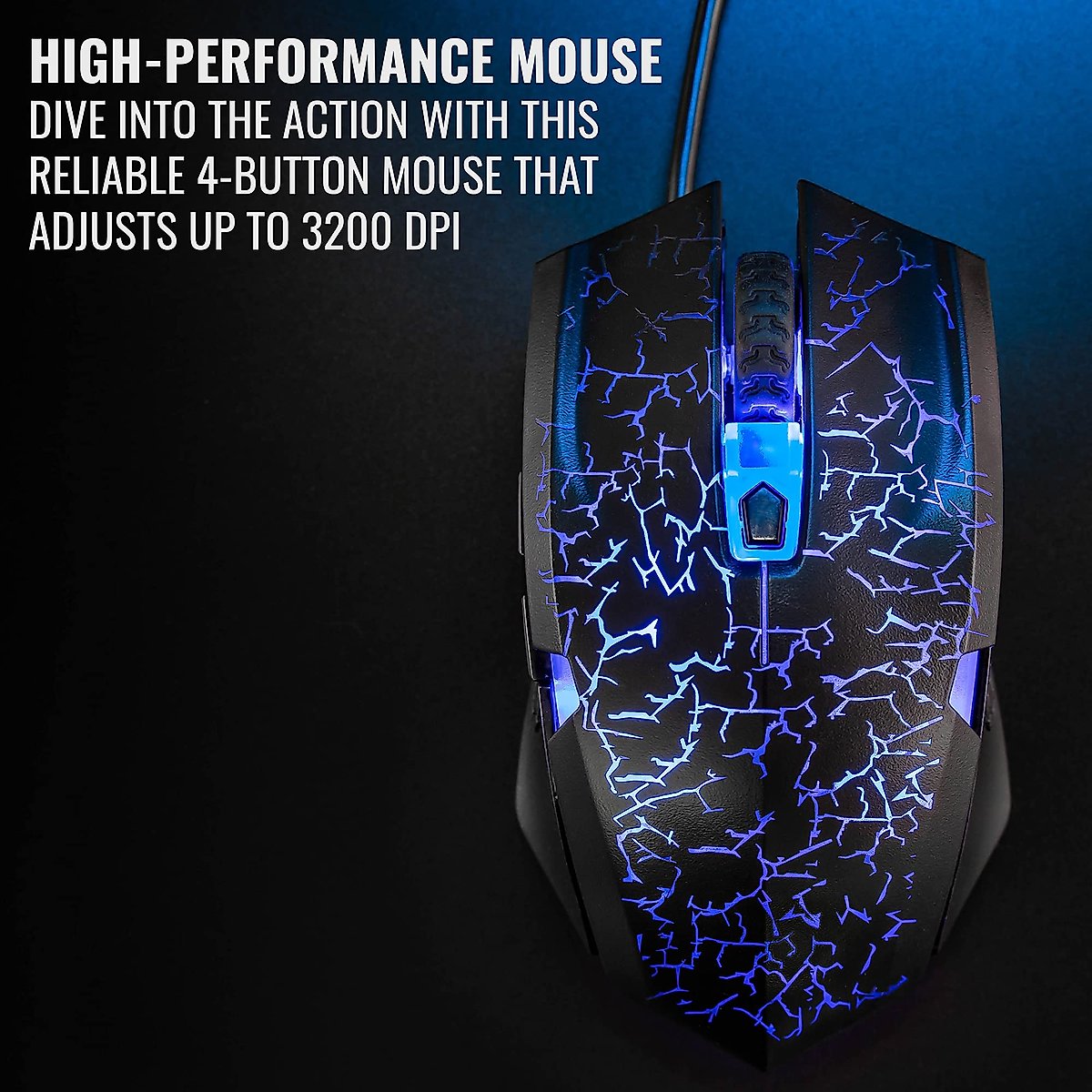 RitzGear Blue Gaming Kit I 4-in-1 LED Combo with Multimedia Keyboard, Optical Mouse, Mouse Pad & Headset with Adapter with CR4-X 4" Monitors and 24 Pack Acoustic Soundproof Wedge Panels