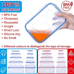 52-Piece Large Food Storage Containers with Lids Airtight, Health Material 85oz Leakproof Reusable Plastic Storage Containers, for Lunch, Meal Prep, and Leftovers, Kitchen Organizer, Freezer Container