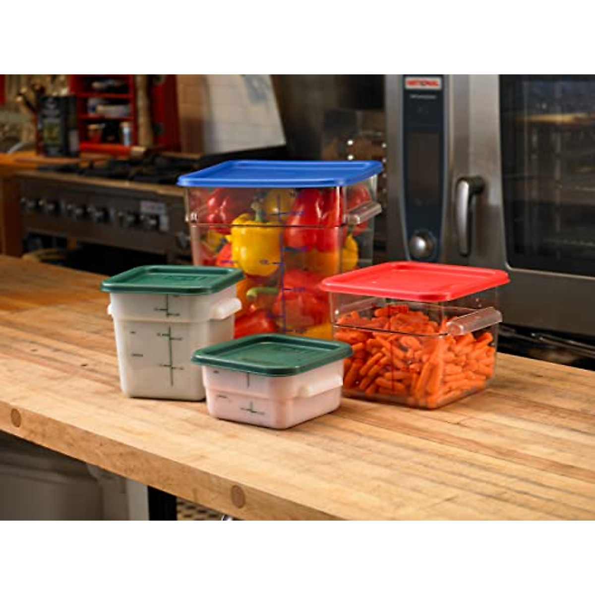 Carlisle FoodService Products Squares Square Food Storage Container with Stackable Design for Catering, Buffets, Restaurants, Plastic, 4 Quarts, White