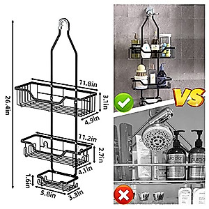 TQSAYHOB Shower Caddy Over Shower Head, Anti-Swing Shower Caddy Hanging with Hooks and Soap Holder Rustproof Shower Organizer Hanging Shower Caddy for Shampoo Conditioner Razors Soap Shower Sponge