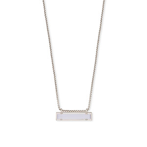 Kendra Scott Leanor Short Pendant Necklace for Women, Dainty Fashion Jewelry, Rhodium-Plated, Slate Cats Eye