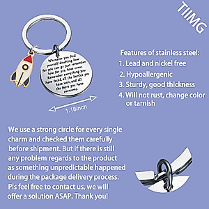 TIIMG Rocket Inspirational Quote Keychain Astronomy Gift Rocket Space Ship Jewelry Sci-Fi Gift (Rocket whenever)