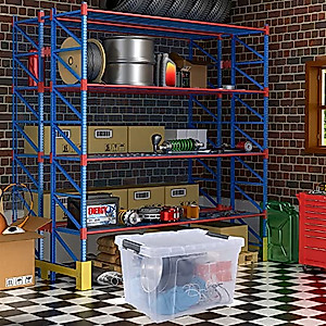 Obstnny 4 Pack Huge Storage Bin with Wheels, 50 Quart Latching Box, Clear