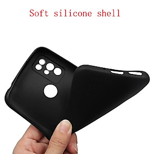 Ikiiqii Cover for Gigaset GS5 Lite (6.30") case Shell Soft Silicone TPU Black Phone Protective Cases + 9H Hardness HD Tempered Glass Screen Protector Film Protection -Peach Blossom