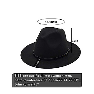 【2 Pack】 Fedora Hats for Women Fashionable Classic Wide Brim Womens Fedora Hat (Black + Khaki)