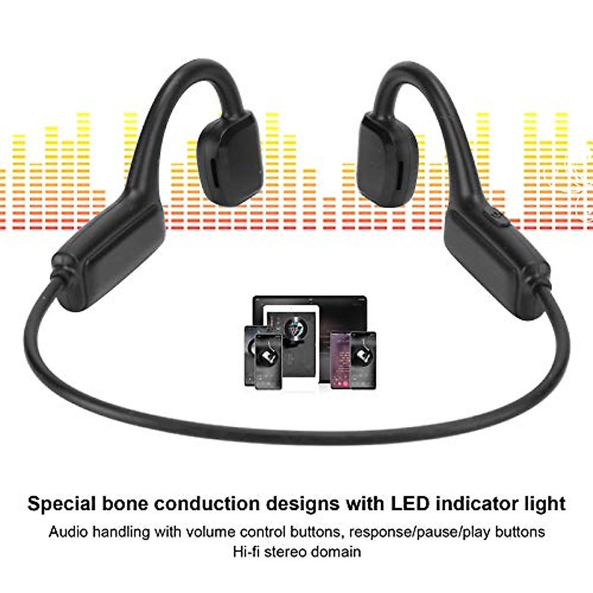 Bone Conduction Headphones, Open Ear Wireless Bluetooth 5.1 Earbuds Stereo Sport Waterproof Sweatproof Earphone Conducting Headset Exercise Gym Workout Running Hiking Driving Cycling Running Climbing
