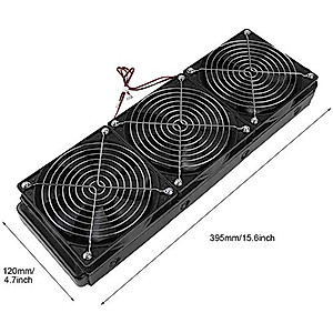 ASHATA CPU Water Cooling Radiator 18 Pipe Aluminum Heat Exchanger for Computer PC CPU Water Cool System, Water Cooling Drain Row with Fan Radiator, 120mm x 360mm